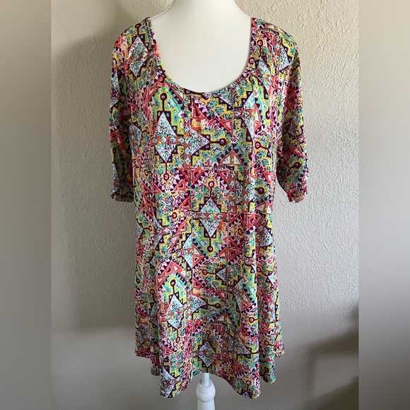LuLaRoe | Tops | Lularoe Perfect T Coral Purple And Yellow Euc | Poshmark